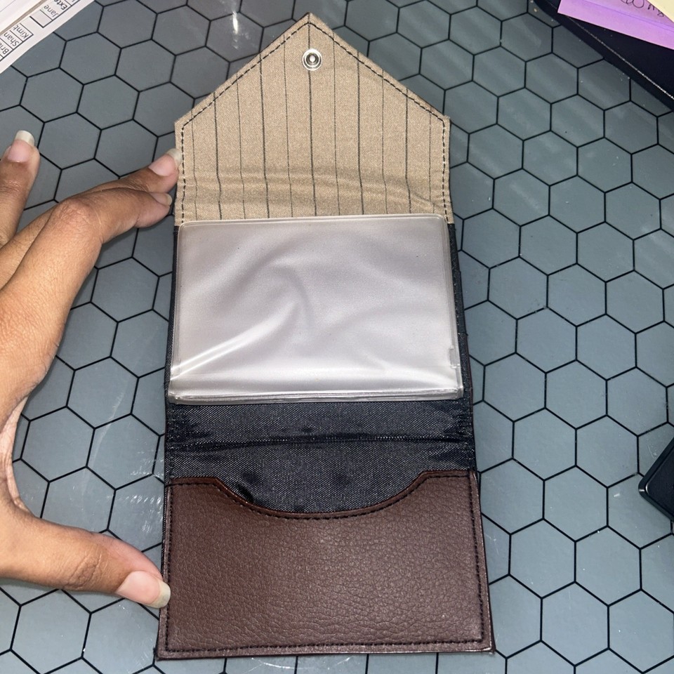 Rolodex Brown Envelope Style Flap Top Stitched Business Card Holder ...