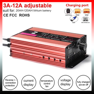 20S 72V Li-ion 84V 12A 20AH-120AH Lithium Battery Smart Charger Adjust ...