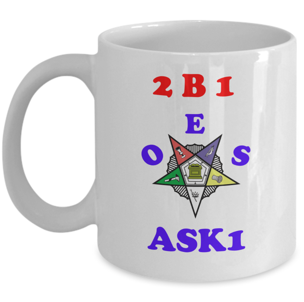 Order of the Eastern Star symbol mug gift - OES 2b1 ask1 - Masonic ...
