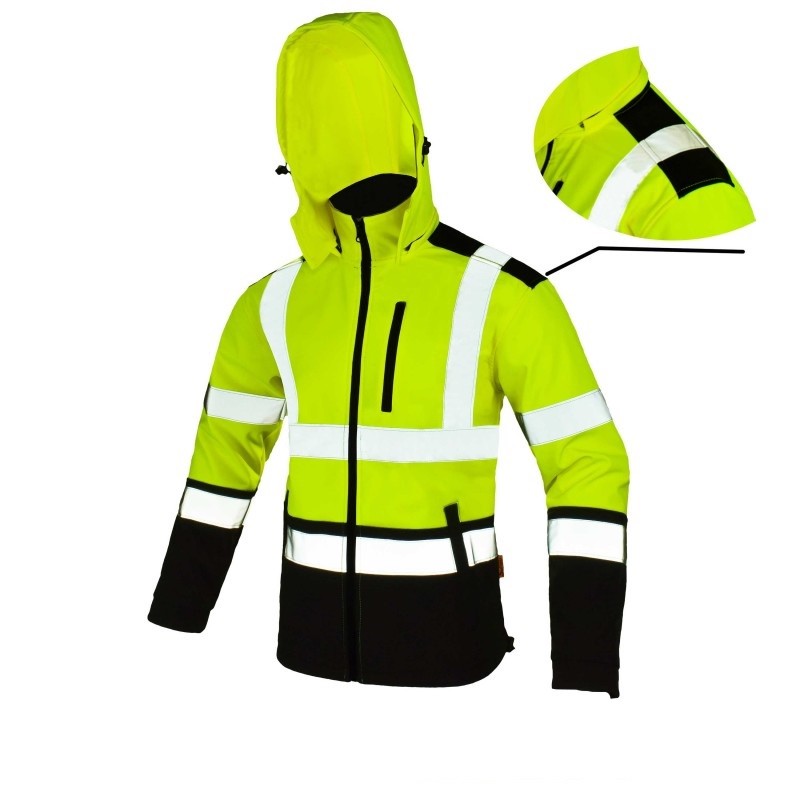 Hi Vis Viz Visibility Fleece Jacket Rain Patch Safety Work Mens Warm ...