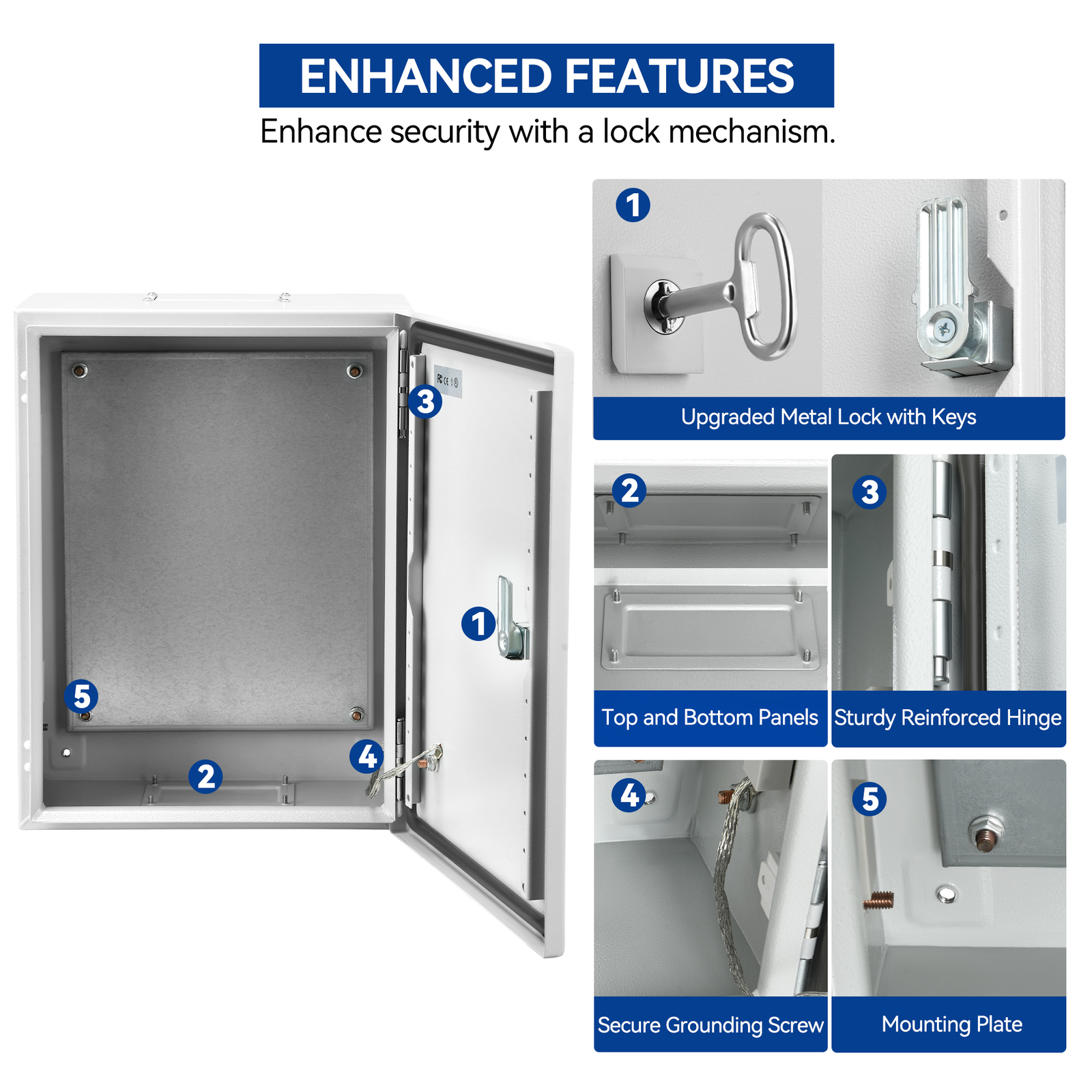 12'' 16'' 24'' Metal Electrical Enclosure Junction Box IP66 Waterproof ...