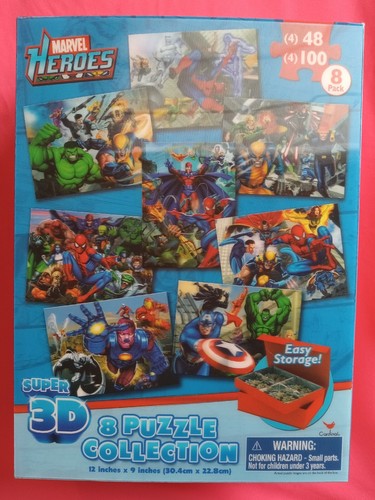 Marvel Heroes Super 3D 8 Puzzle Collection Hologram Capt America Hulk ...