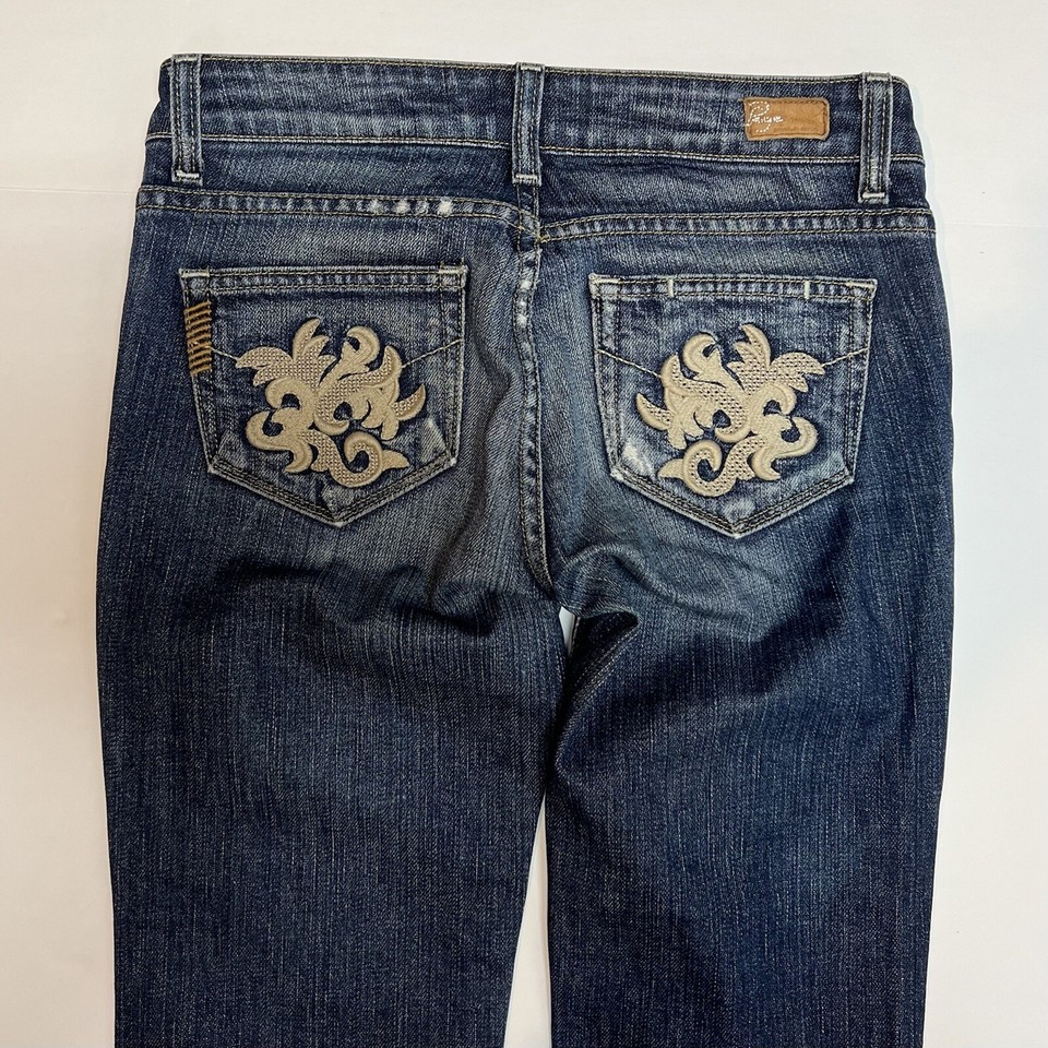 Women's Paige Hollywood Hills Embroidered Pockets Distressed Cropped 26 ...