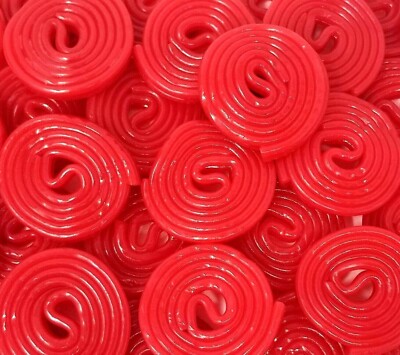 STRAWBERRY Liquorice Wheels Retro Sweets Red Party Candy Pick N Mix ...