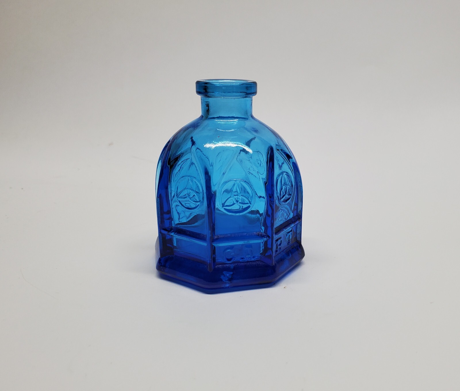 Vintage Wheaton Mini Blue Glass Bottle Cathedral Carters Ink Well NJ | eBay