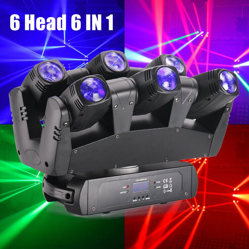 6 Head LED RGB Moving Head Stage Lighting Beam Laser Bar Stage Party ...