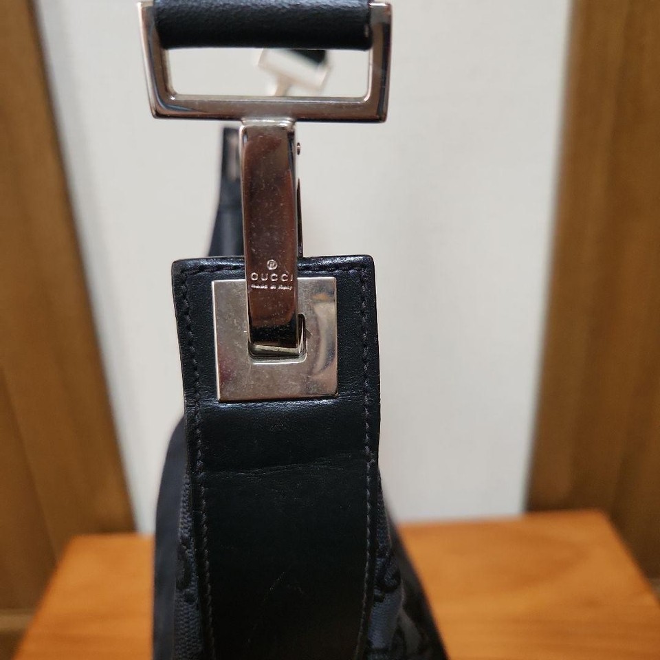 GUCCI Black GG Pattern Shoulder Bag Canvas Leather From Japan | eBay