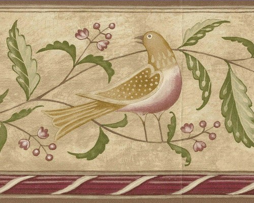 Country Folk Art Birds Wallpaper Border - 30 feet length - "FREE ...