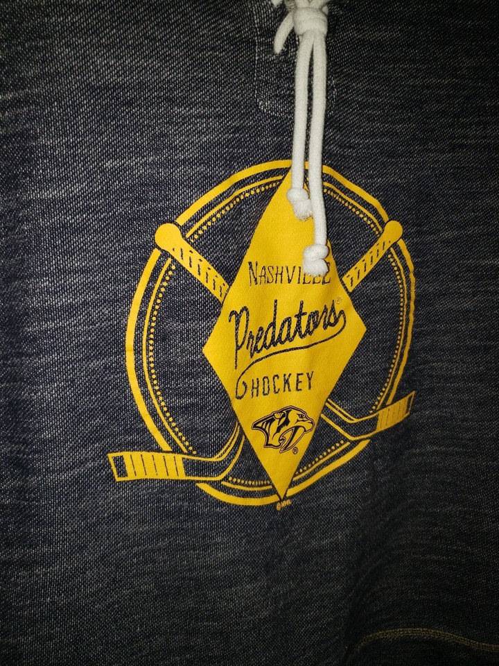 NASHVILLE PREDATORS NHL navy Blue Heather Gold Logo Pullover Top. Girls ...