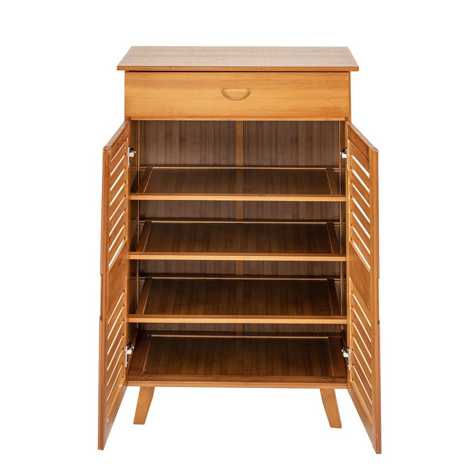 4-Tier Bamboo Shoe Rack Shoe Shelf Book Case Shoecase Bookcase Storage ...