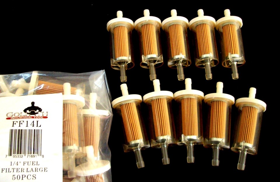 5 GOLIATH INDUSTRIAL 1/4" UNIVERSAL IN LINE FUEL GAS FILTERS LAWN MOWER ...