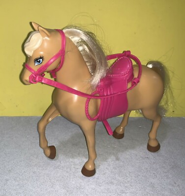 2013 Mattel BARBIE'S HORSE TAWNY Pink Saddle Pink Reins Tan w/ Blue ...