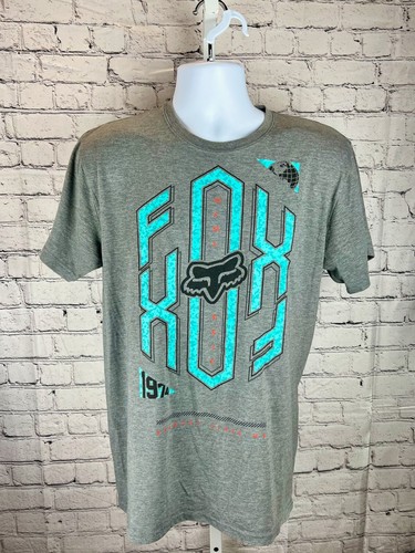 Fox Active Men's Gray Logo Graphic Print Crew Neck Short Sleeves Shirt ...