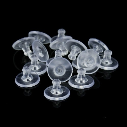 100Pcs/lot Clear Soft Silicone Rubber Earring Backs Plugs Stoppers Ear ...