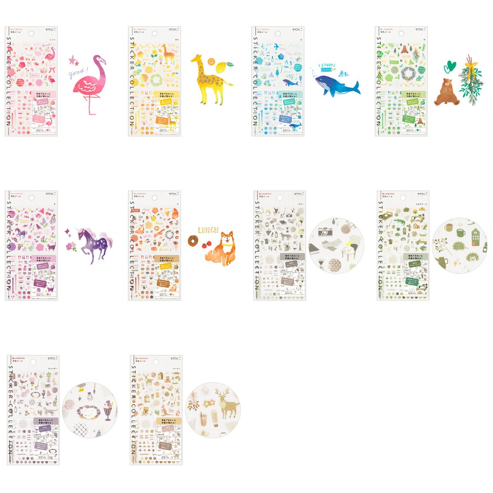 MIDORI Stickers for Notebook Color Schedule Seals 10 Type Stick and ...