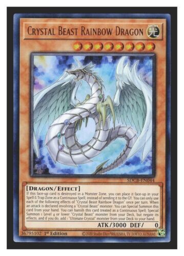 YuGiOh Crystal Beast Rainbow Dragon SDCB-EN044 Legend of the Crystal ...