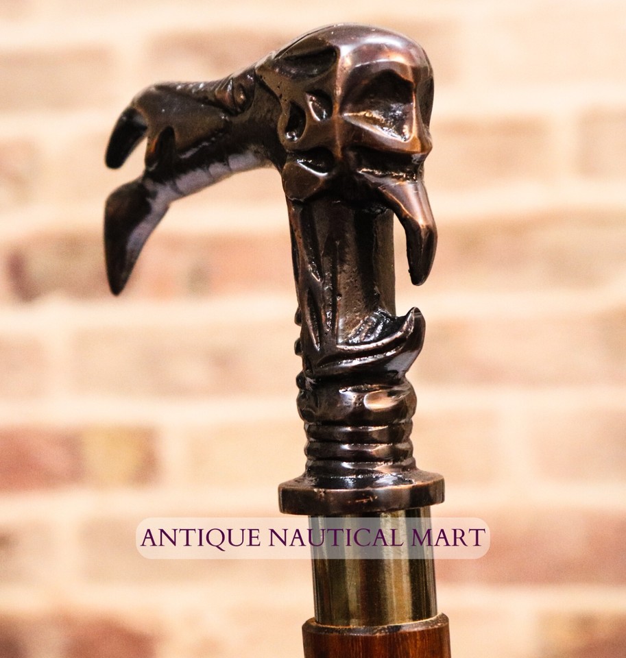 Antique Style Wooden Walking Stick Cane Alien Handle Vintage Party Gift ...