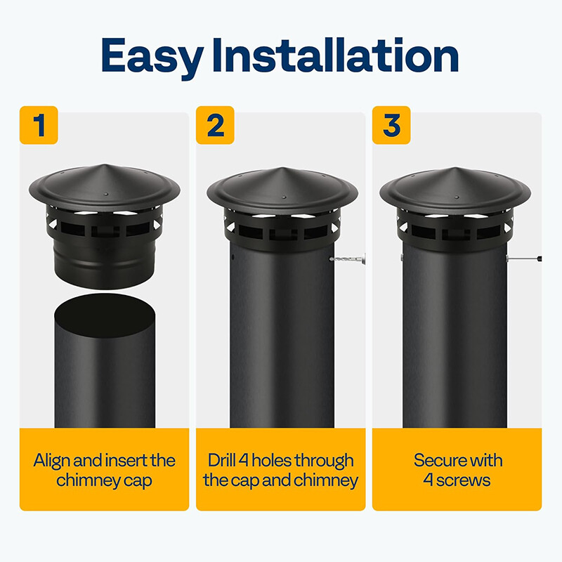 Cone Top Chimney Cap with Screen Round Roof Rain Chimney Cover ...