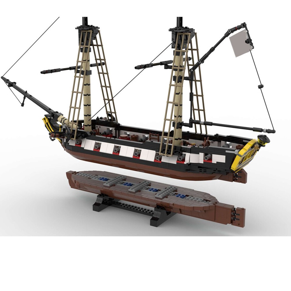 Brig / 18-gun Flush-deck Brig-sloop for Pirates Theme 1690 Pieces MOC ...
