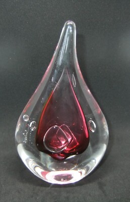 Adam Jablonski Paperweight Hand Blown Polish Poland Art Glass Red ...