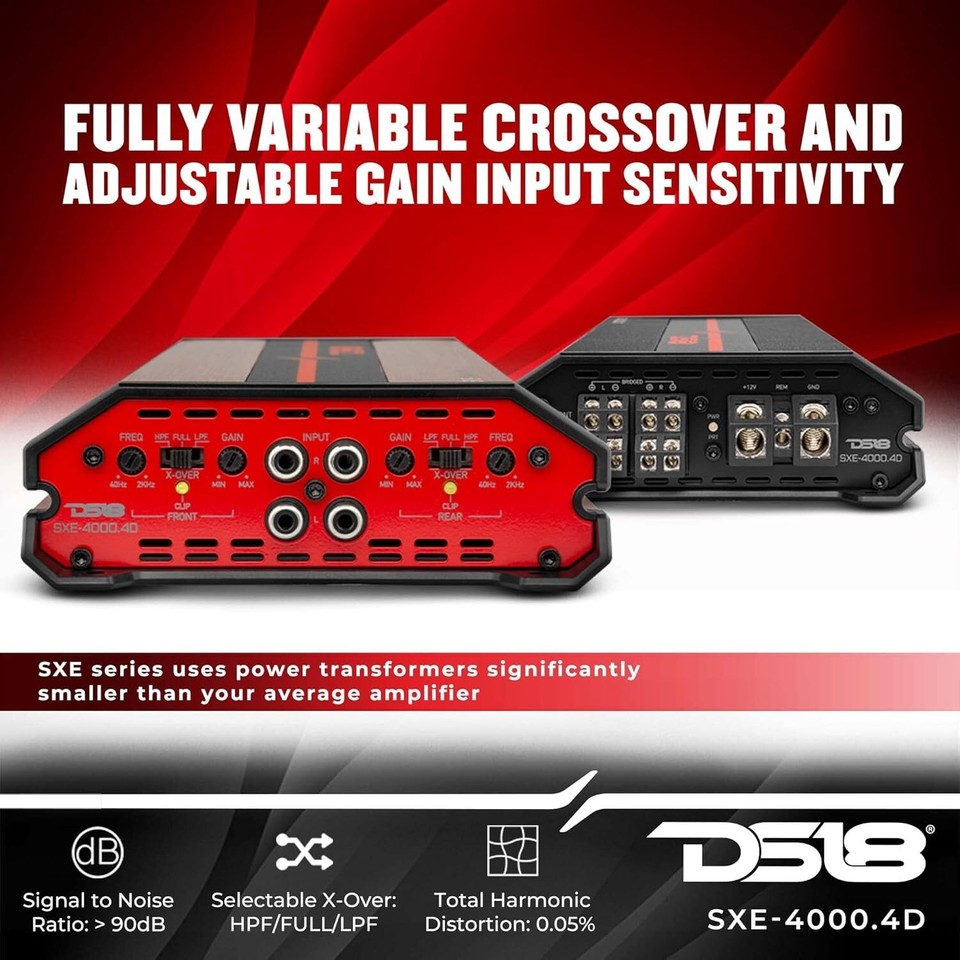 DS18 SXE-4000.4D Car Audio Full Range 4 Channel 4000 Watt Amplifier ...