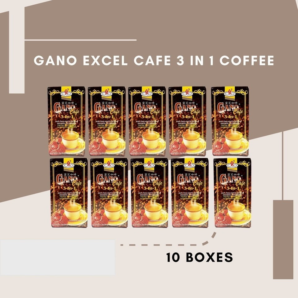 Gano Excel Cafe 3 in 1 Coffee Ganoderma Reishi 10 BOXES FAST SHIPPING ...
