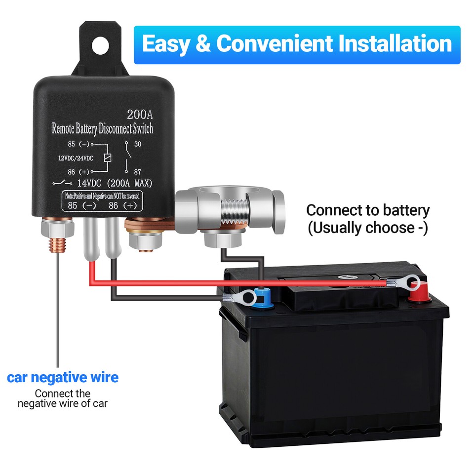 Wireless Dual Remote Car Battery Disconnect Relay Master Kill Cut-off ...