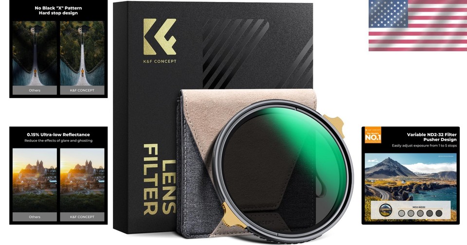 High Definition 77mm ND2-32 Variable Filter - Brass Frame & Slim Design ...