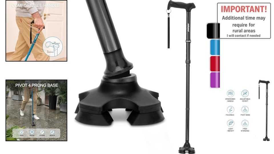 Elegant Foldable Walking Stick for Seniors - Adjustable & Lightweight ...