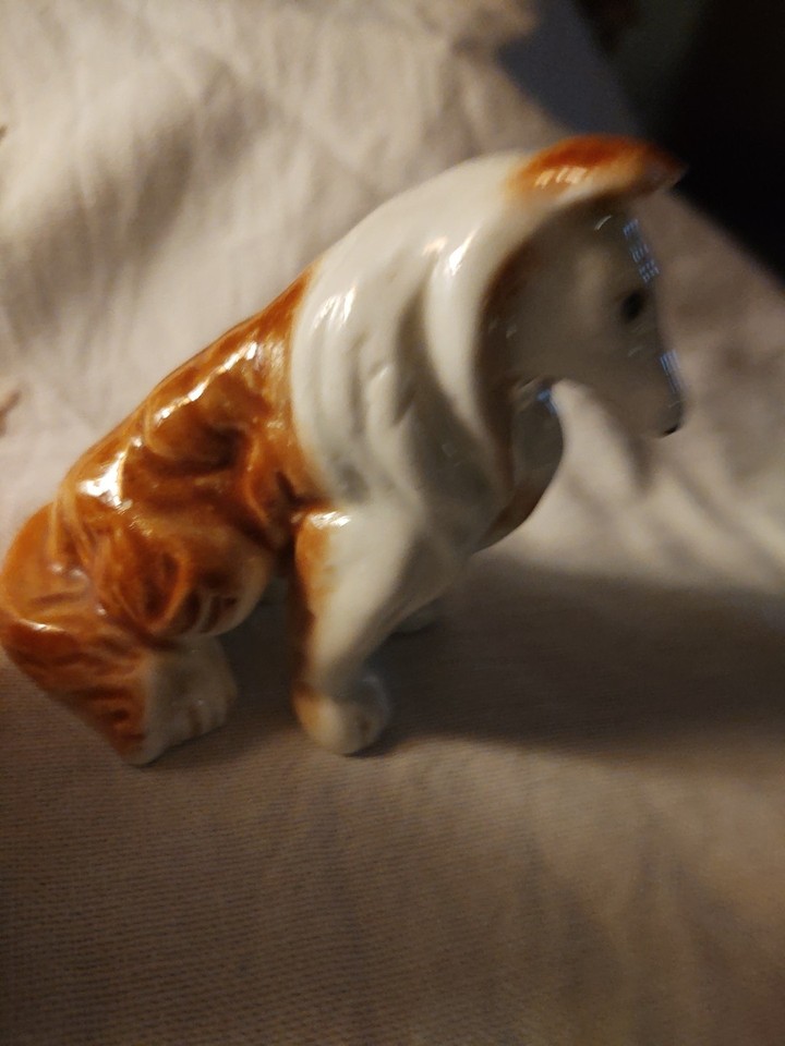 Vintage HAND-PAINTED COLLIE DOG Figurines GENUINE BONE CHINA, Set of 2 ...