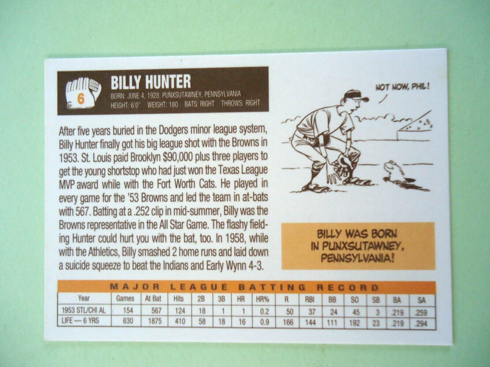 Billy Hunter - 50th Anniversary Autograph Baseball card #6 - St. Louis ...