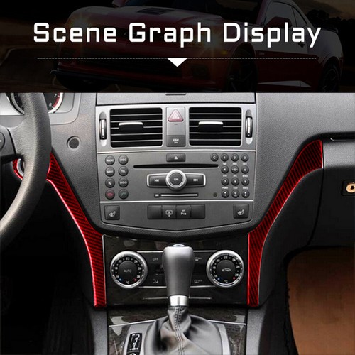 2* For Mercedes-Benz C-Class W204 Red Carbon Fiber Interior Dashboard ...