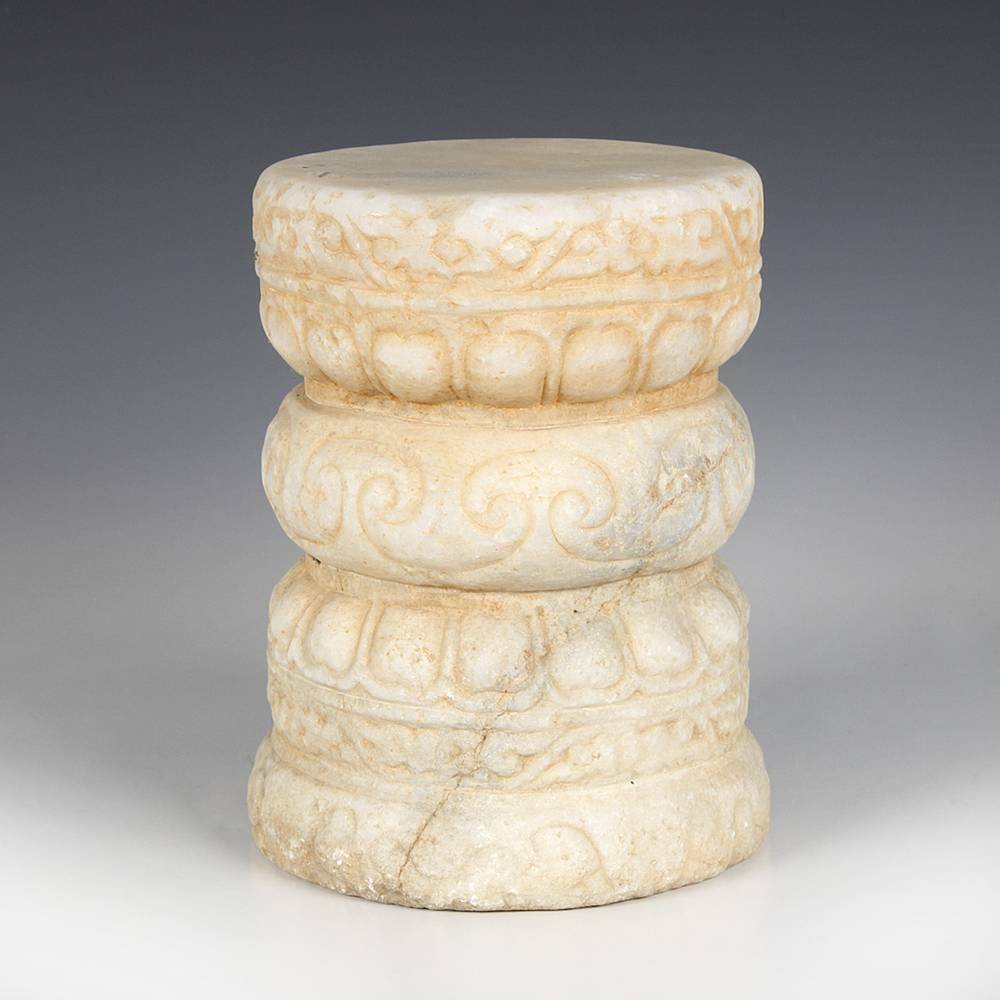 CHINESE FINE ROUND DOUBLE LOTUS BASE BUDDHA BUDDHISM CHINA MARBLE 20TH ...