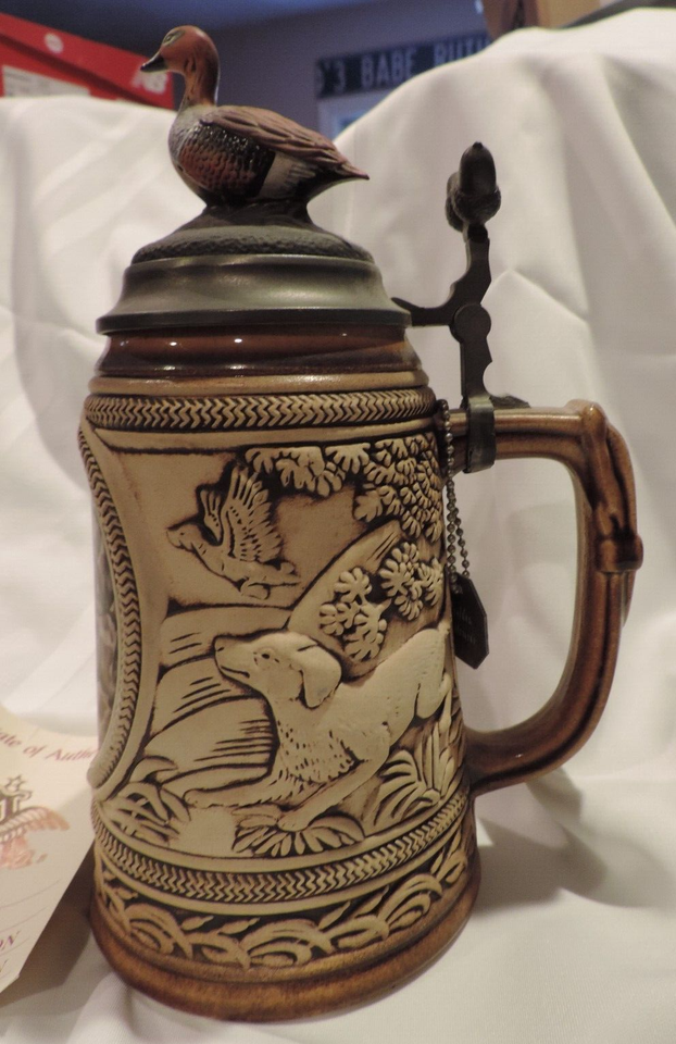 1995 BUDWEISER FIRST HUNT SERIES GOLDEN RETRIEVER STEIN BY GERZ GERMANY ...