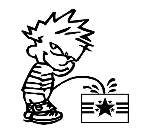 Calvin Peeing COST PSA UFS Flag Vinyl Decal Window Sticker American ...