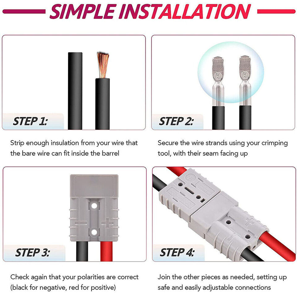 175A Battery Quick Connect Disconnect Jumper Connectors Cable Kit Plug ...