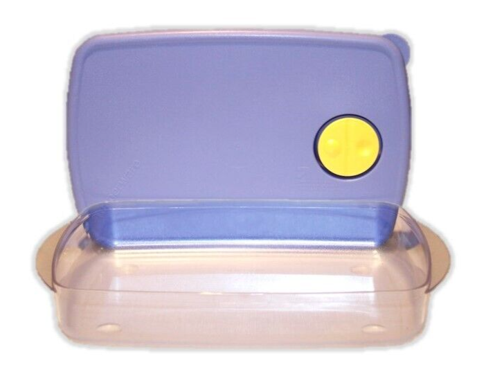 Tupperware Rock N Serve Rectangle Long Shallow Vintage Blue Yellow ...