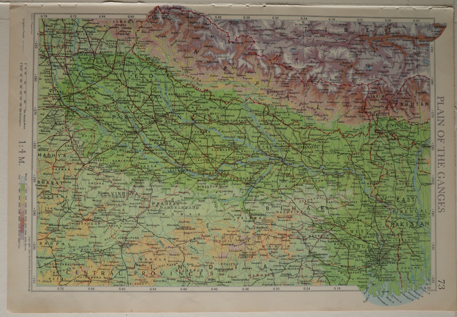 1950 MAP - INDIA PIANO DEL GANGE NEPAL PRADESH BIHAR VINDHYA PRADESH | eBay