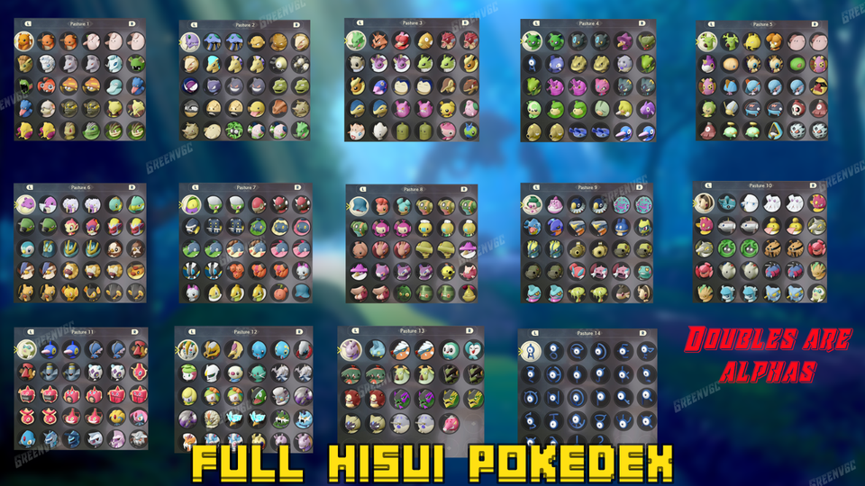 Full Hisui Alpha Forms Pokedex Shiny Max Stats Pokemon Legends Arceus ...