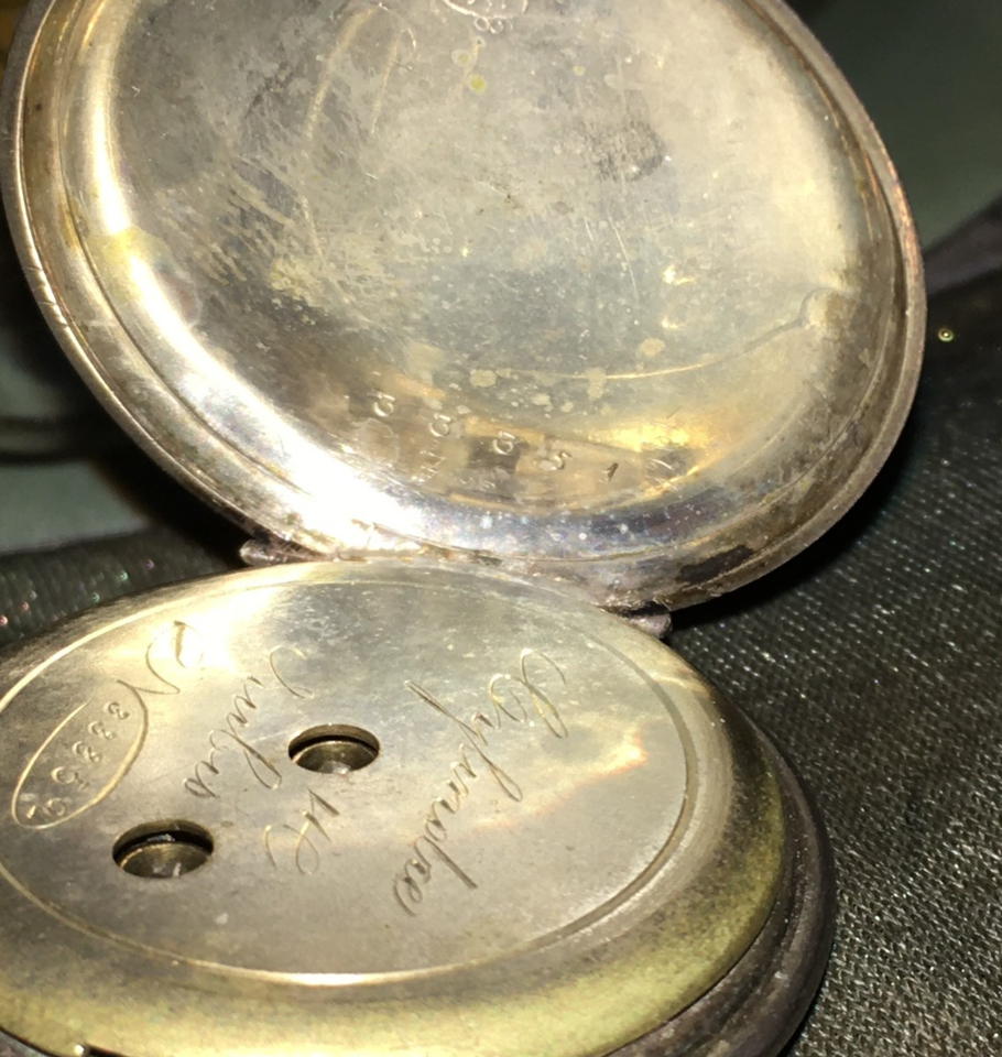 Old Keywind Silver Case Pocket Watch EB Cylindre Rubio Etched Back ...