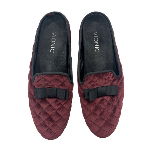Vionic Women's Quilted Velvet Bow Mules Slip-On Loafers Coquette Luxe 8 ...