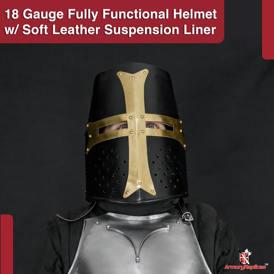 Medieval Great Bucket Helm Knights 20G Steel Templar Crusader Helmet | eBay