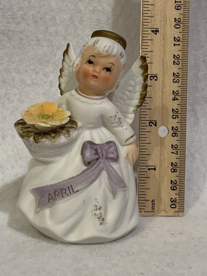 Vintage Lefton Birthday Month APRIL Girl Angel Figurine Purple Bow ...