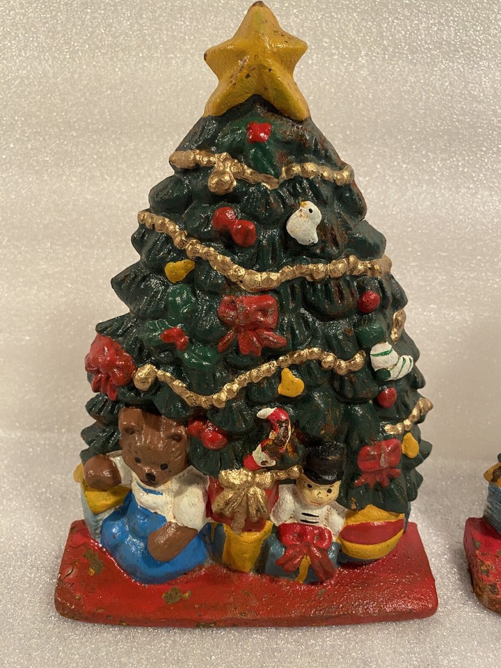 (2) Cast Iron Vintage Christmas Tree Door Stops. | eBay