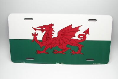 WALES FLAG METAL CAR LICENSE PLATE AUTOTAG.WELSH DRAGON WELSH FLAG ...