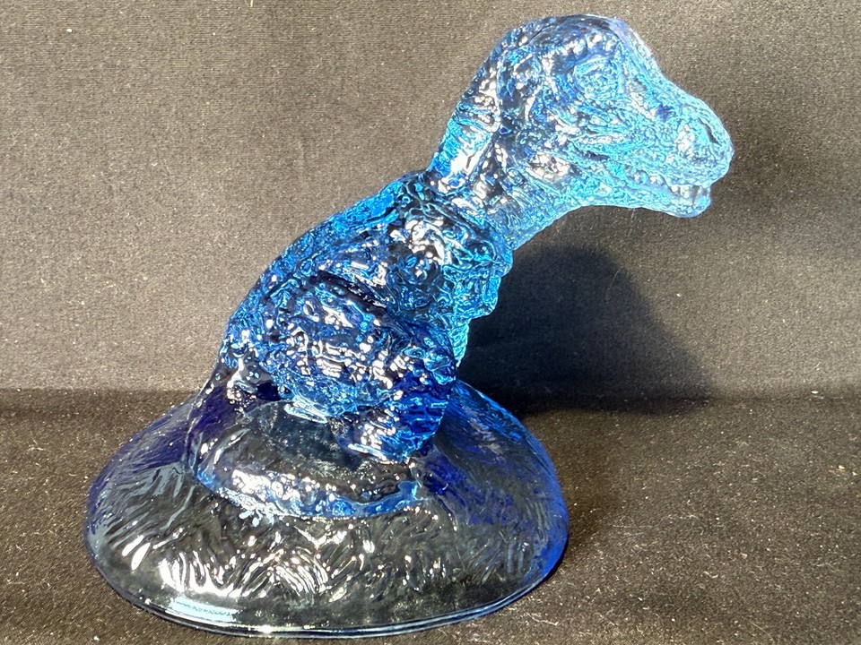 Blue Vaseline glass Tyrannosaurus Rex Dinosaur animal uranium ...