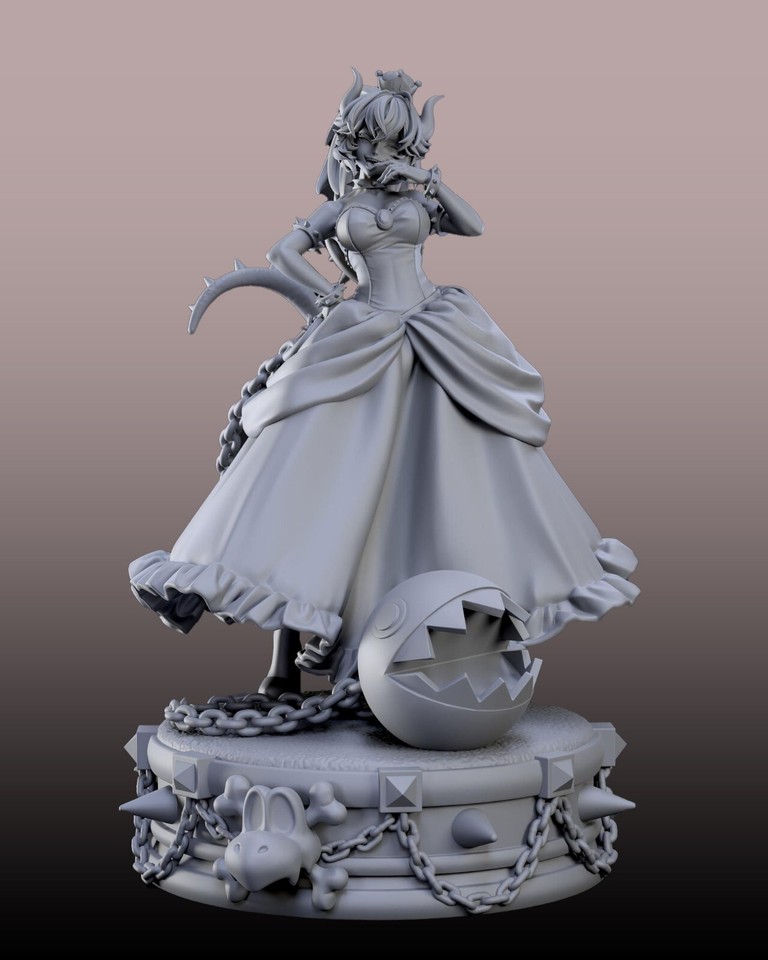 Bowsette 1/4 Painted 3D Printed 12K Figure Statue Resin Model Kit ...