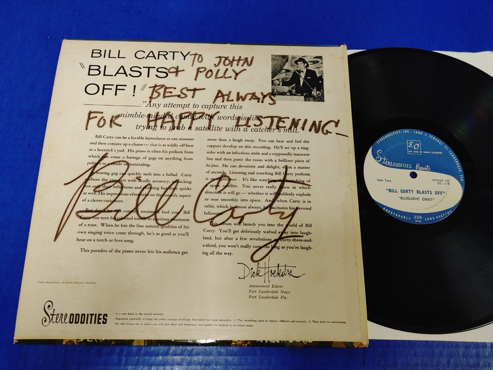 Bill Carty - Blasts Off! - 60s Comedy LP Space Age (Signed) VG+ VINYL ...