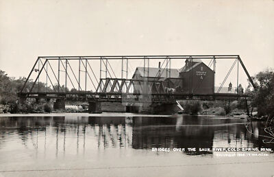 Bridges over the Sauk River Cold Spring MN 1908 RPPC Photo Postcard ...