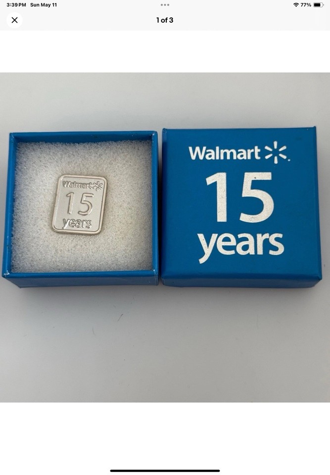 Walmart Employee 15 Year Service Lapel Pin Tie Tack Wal-Mart With Box ...
